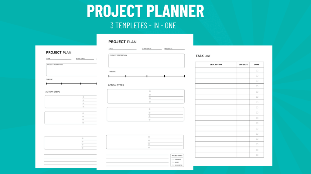 Printable Project Planner , Productivity Planner, Task Tracker Systeme